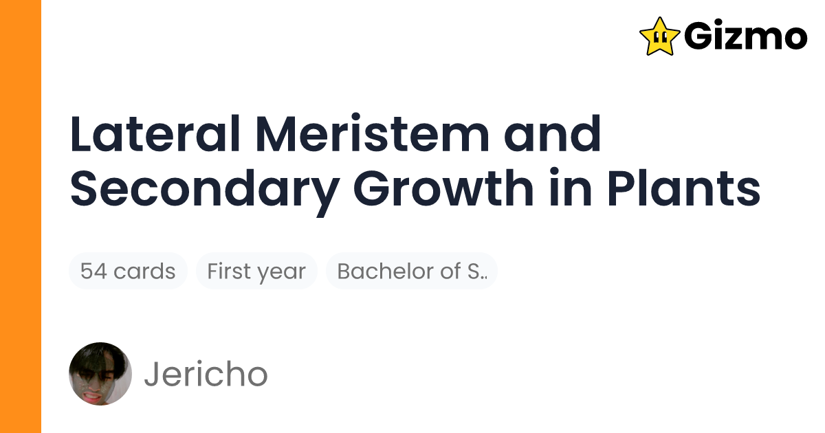 Lateral Meristem and Secondary Growth in Plants | Flashcards