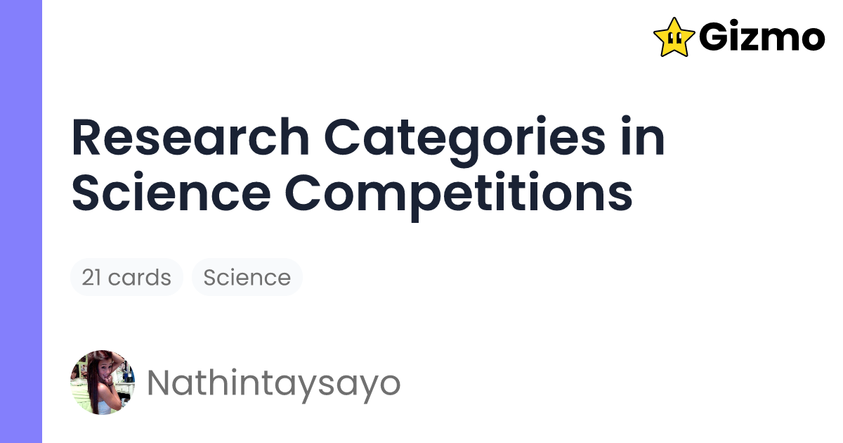 Research Categories in Science Competitions | Flashcards