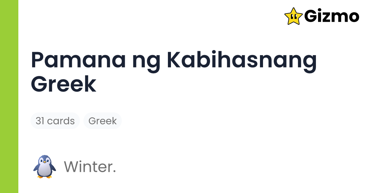Pamana Ng Kabihasnang Greek | Flashcards