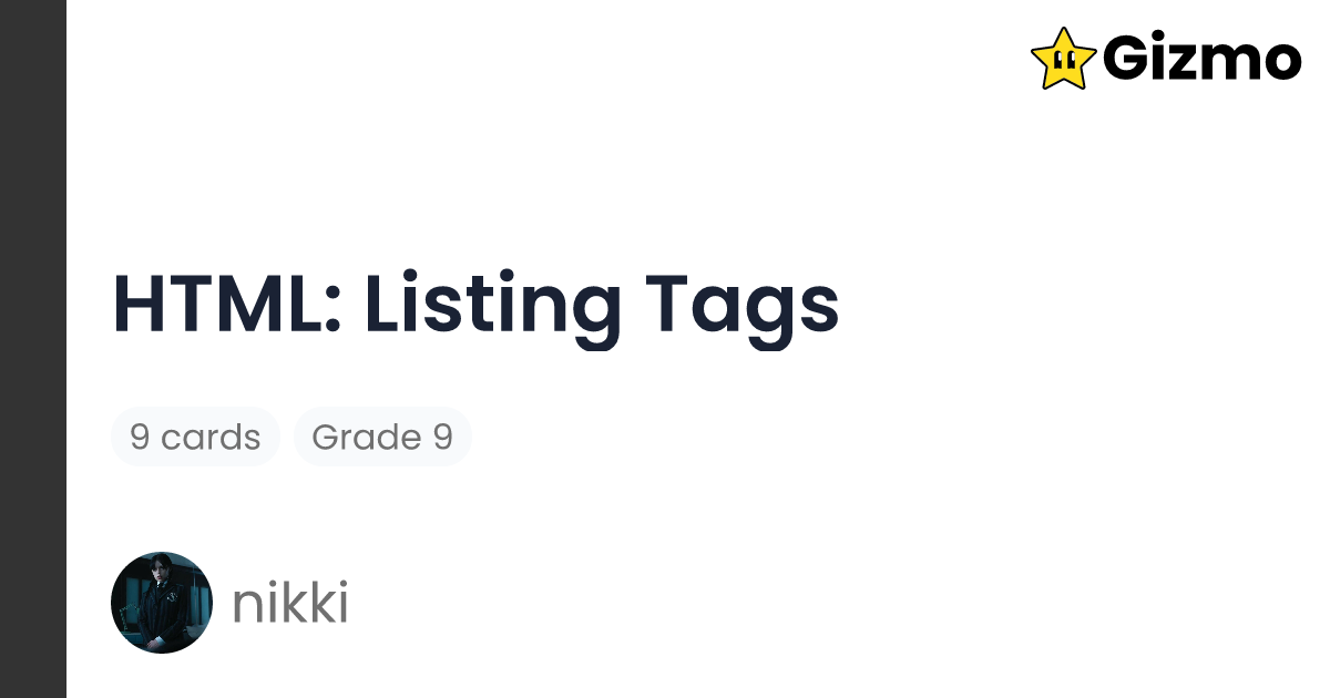 Html: Listing Tags | Flashcards