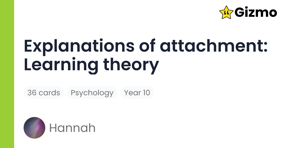 Explanations Of Attachment: Learning Theory | Flashcards