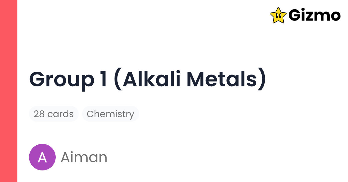 Group 1 (alkali Metals) | Flashcards