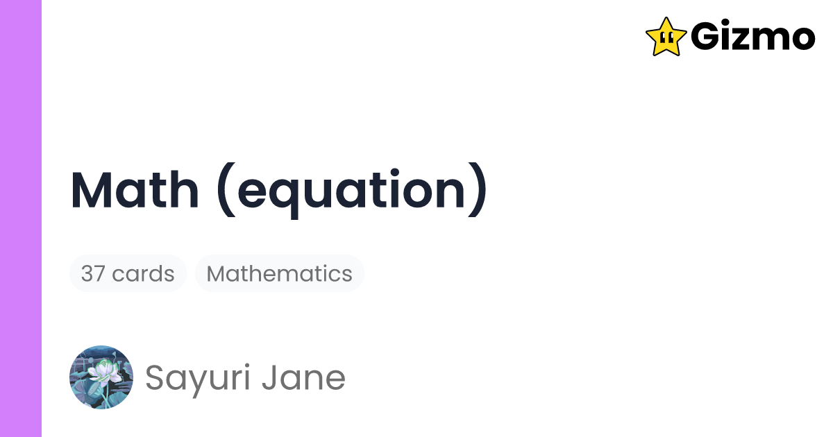 Math (equation) | Flashcards