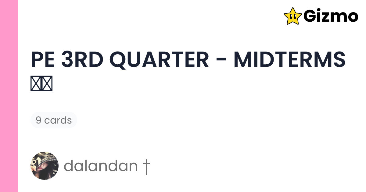 Pe 3rd Quarter - Midterms 𝜗𝜚 | Flashcards
