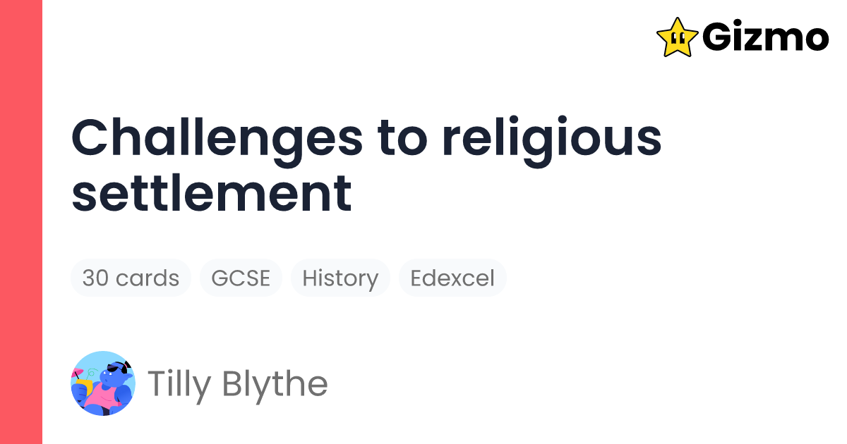 Challenges to Religious Settlement | Flashcards