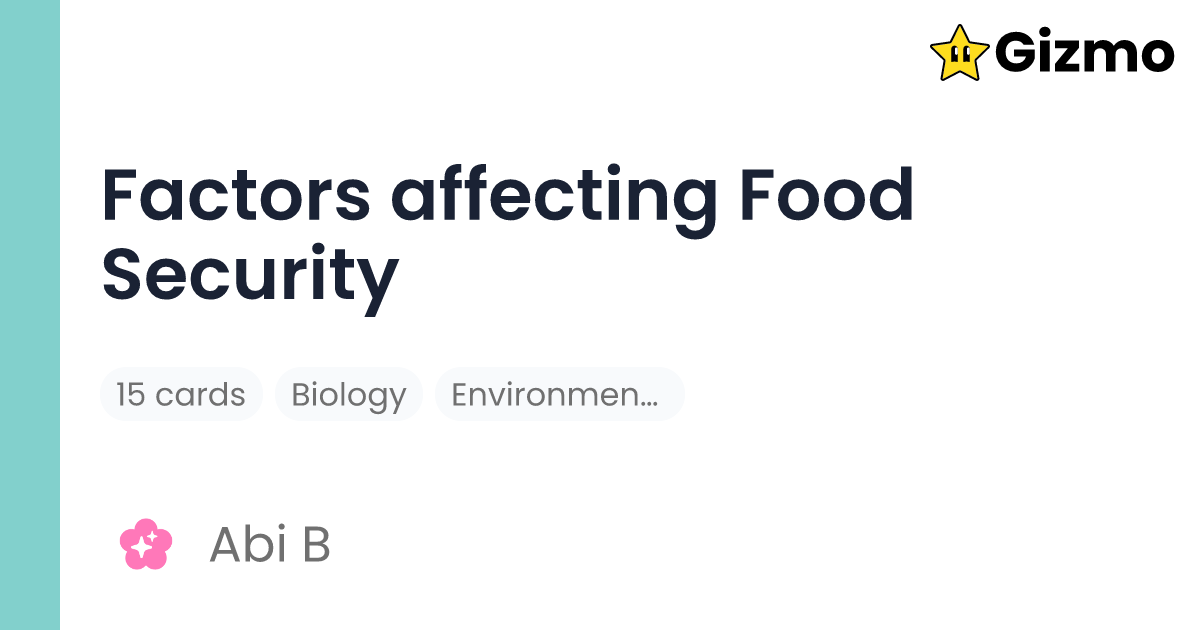 Factors Affecting Food Security | Flashcards