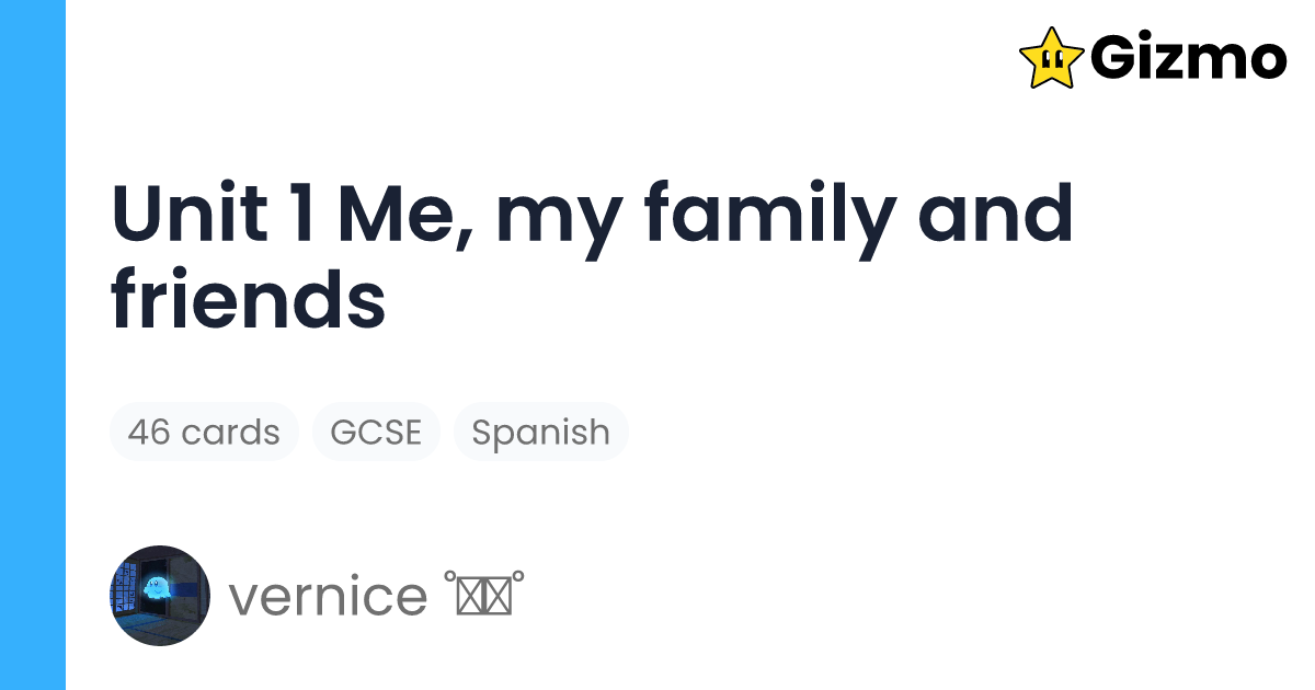 Unit 1 Me, My Family and Friends | Flashcards