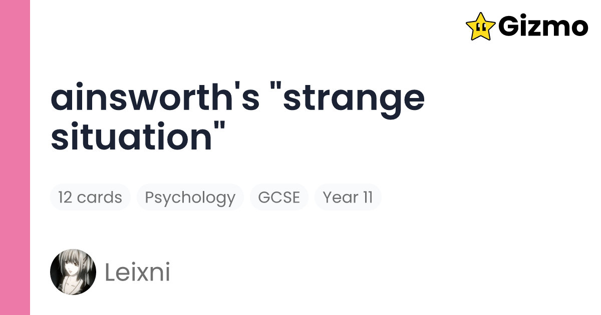 Ainsworth's "strange Situation" | Flashcards