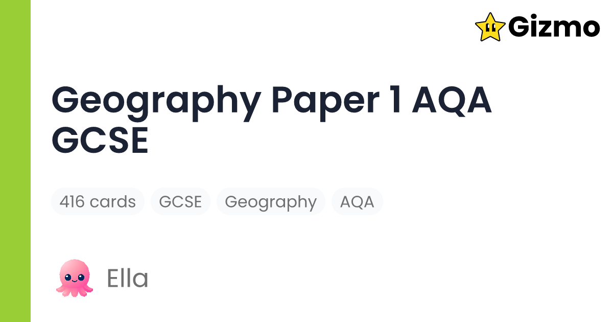 Geography Paper 1 Aqa Gcse | Flashcards