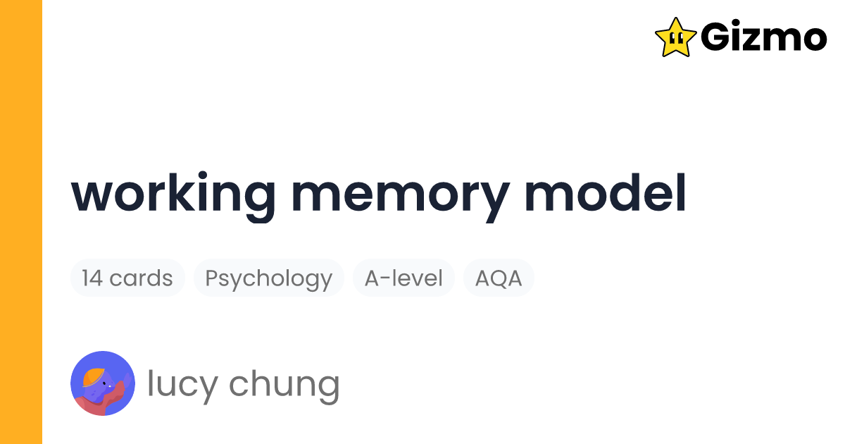 Working Memory Model | Flashcards