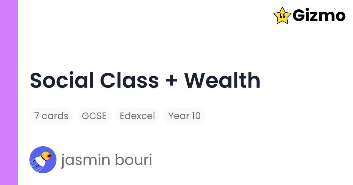 Social Class + Wealth | Flashcards