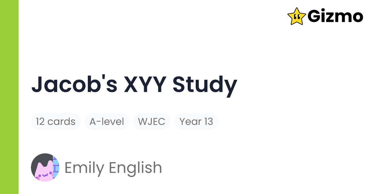 Jacob's Xyy Study | Flashcards