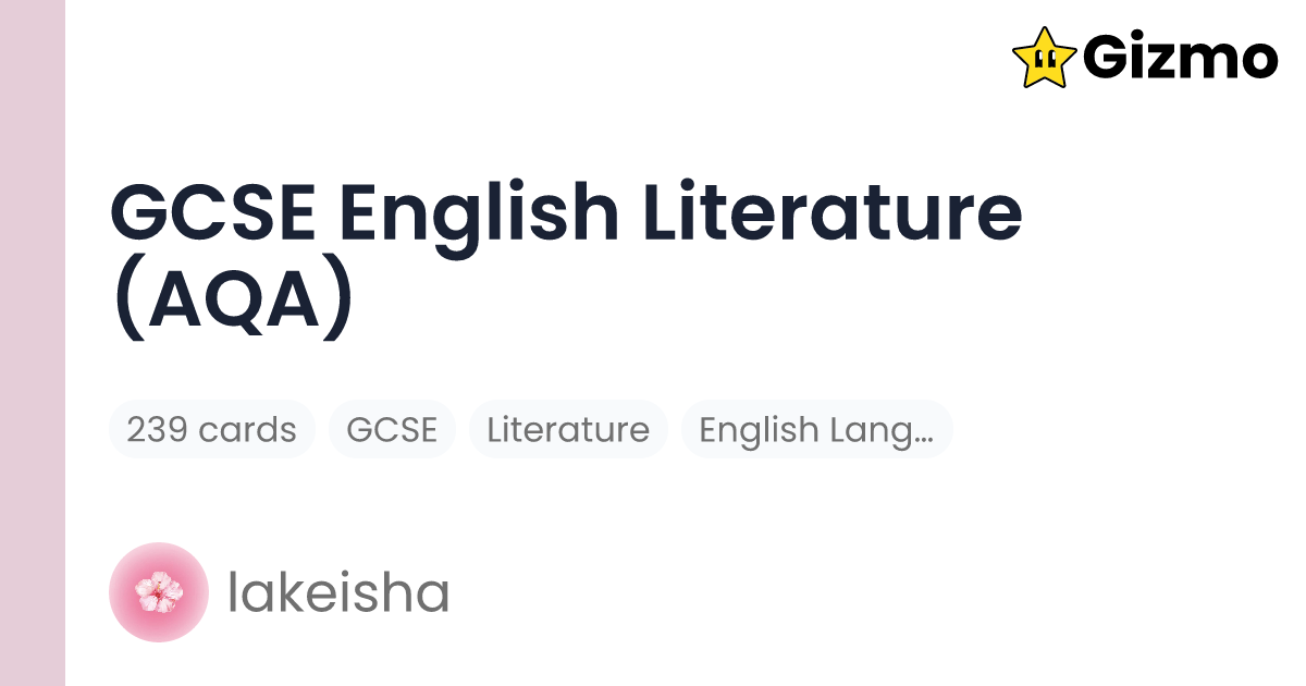Gcse English Literature (aqa) | Flashcards