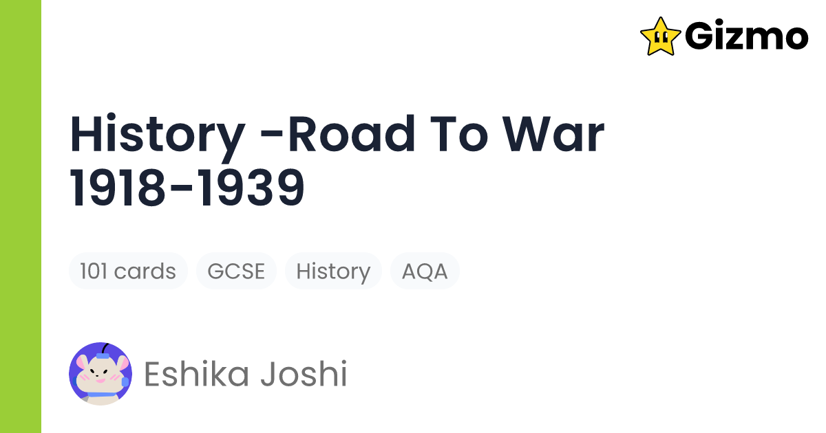 History -road to War 1918-1939 | Flashcards