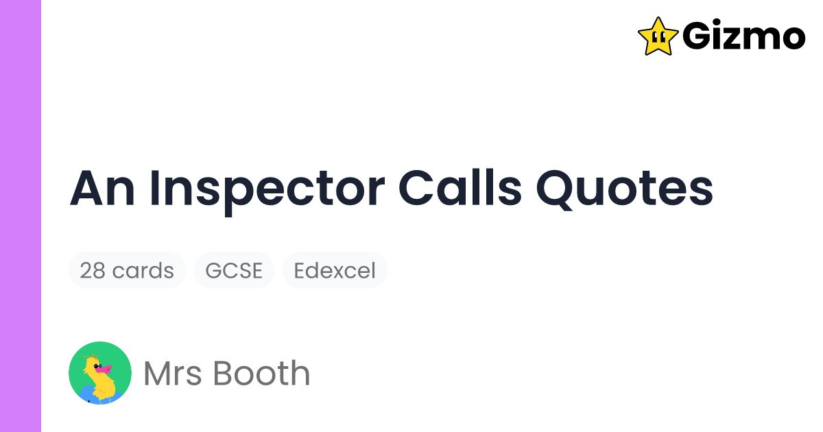 An Inspector Calls Quotes | Flashcards