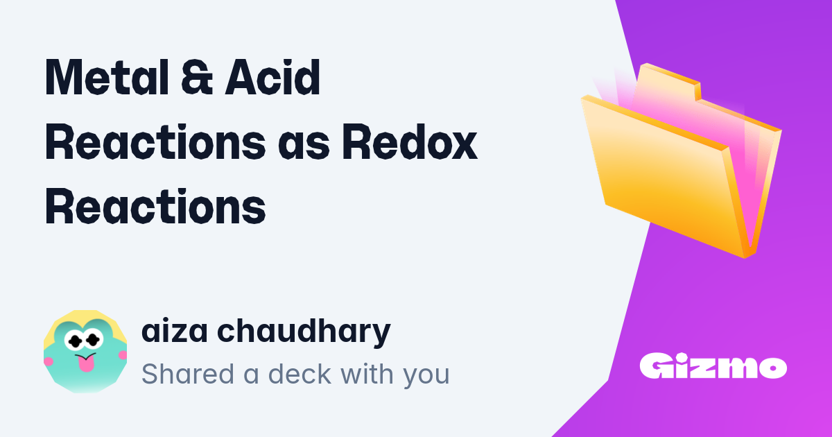 Metal & Acid Reactions As Redox Reactions | Flashcards