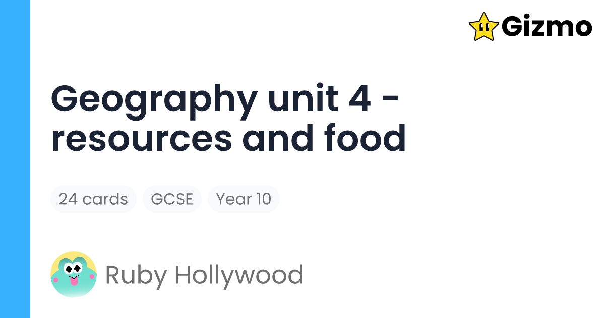 Geography Unit 4 - Resources and Food | Flashcards