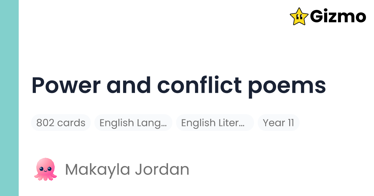 Power and Conflict Poems | Flashcards