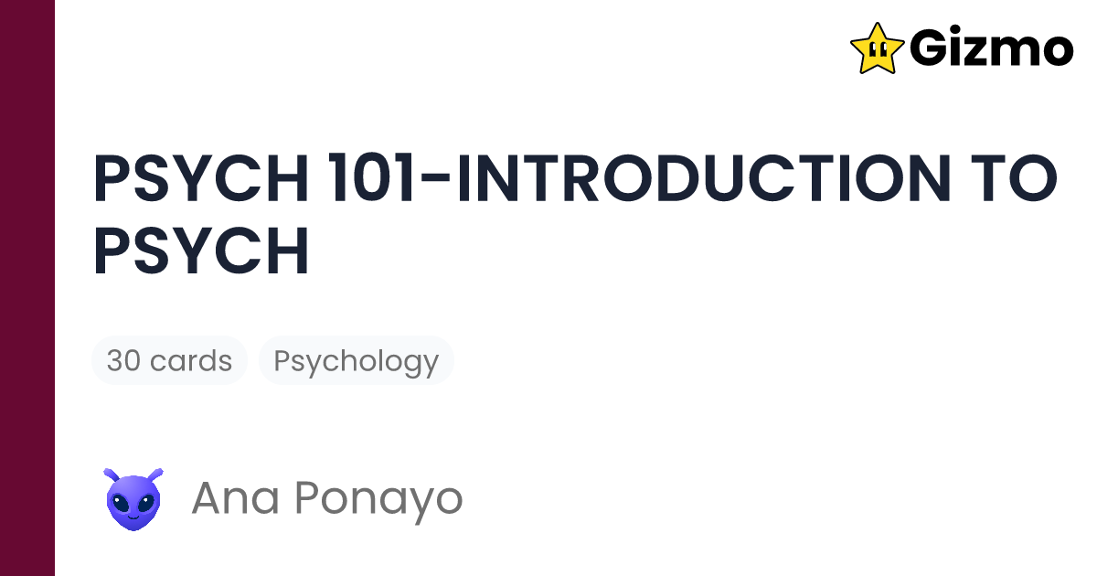 Psych 101-introduction to Psych | Flashcards
