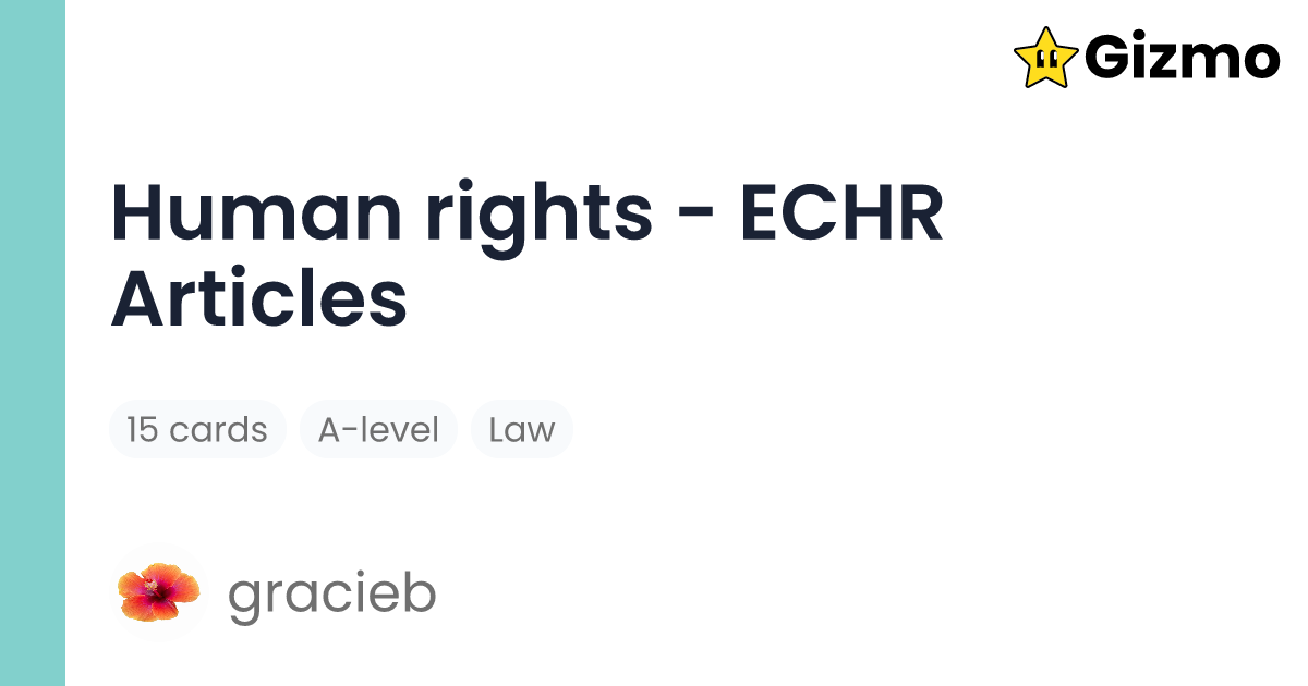 Human Rights - Echr Articles | Flashcards