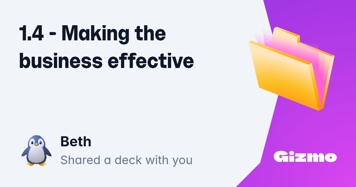 1.4 - Making the Business Effective | Flashcards