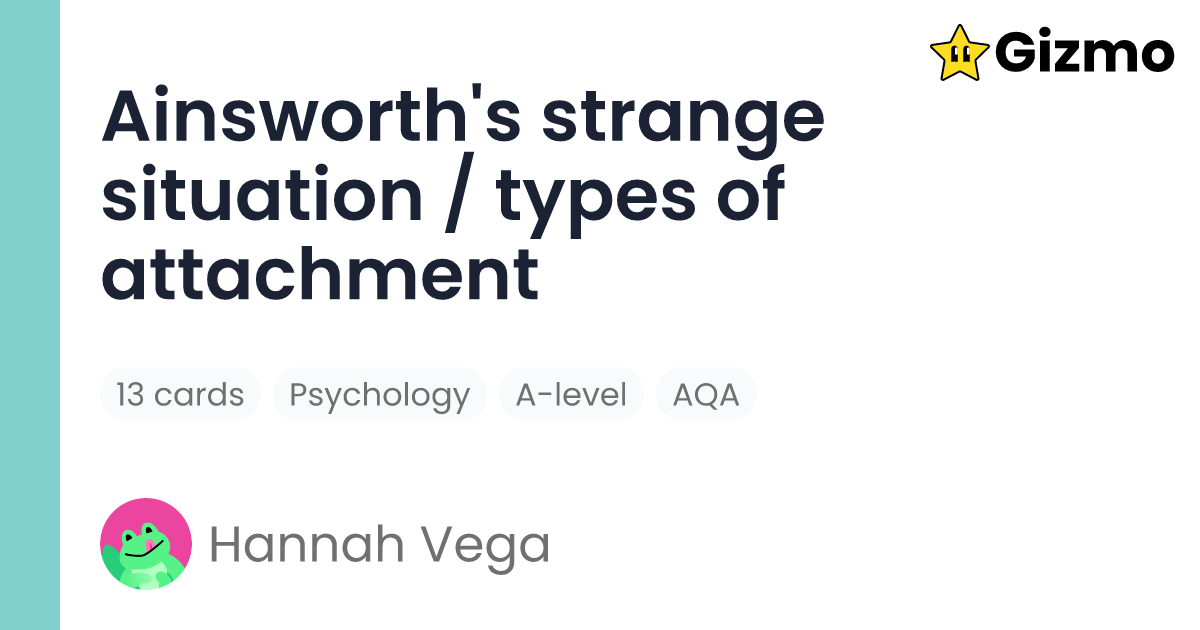 Ainsworth's Strange Situation / Types Of Attachment | Flashcards