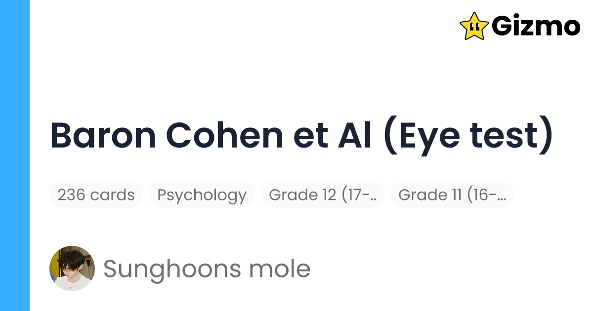 Baron Cohen Et Al (eye Test) | Flashcards