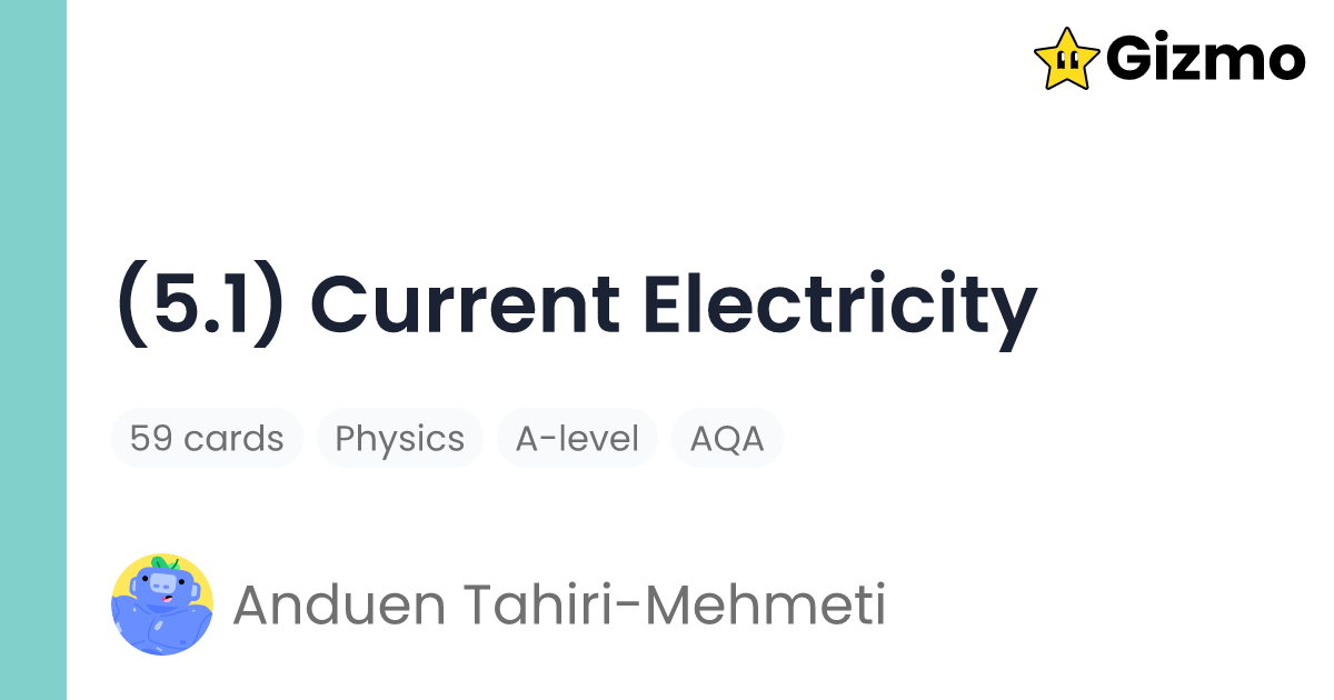 (5.1) Current Electricity | Flashcards