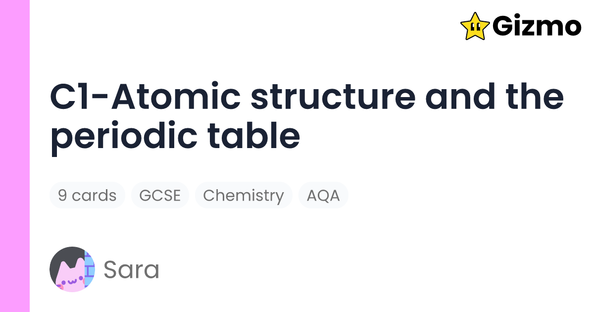 C1-atomic Structure and the Periodic Table | Flashcards