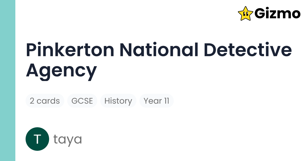 Pinkerton National Detective Agency | Flashcards