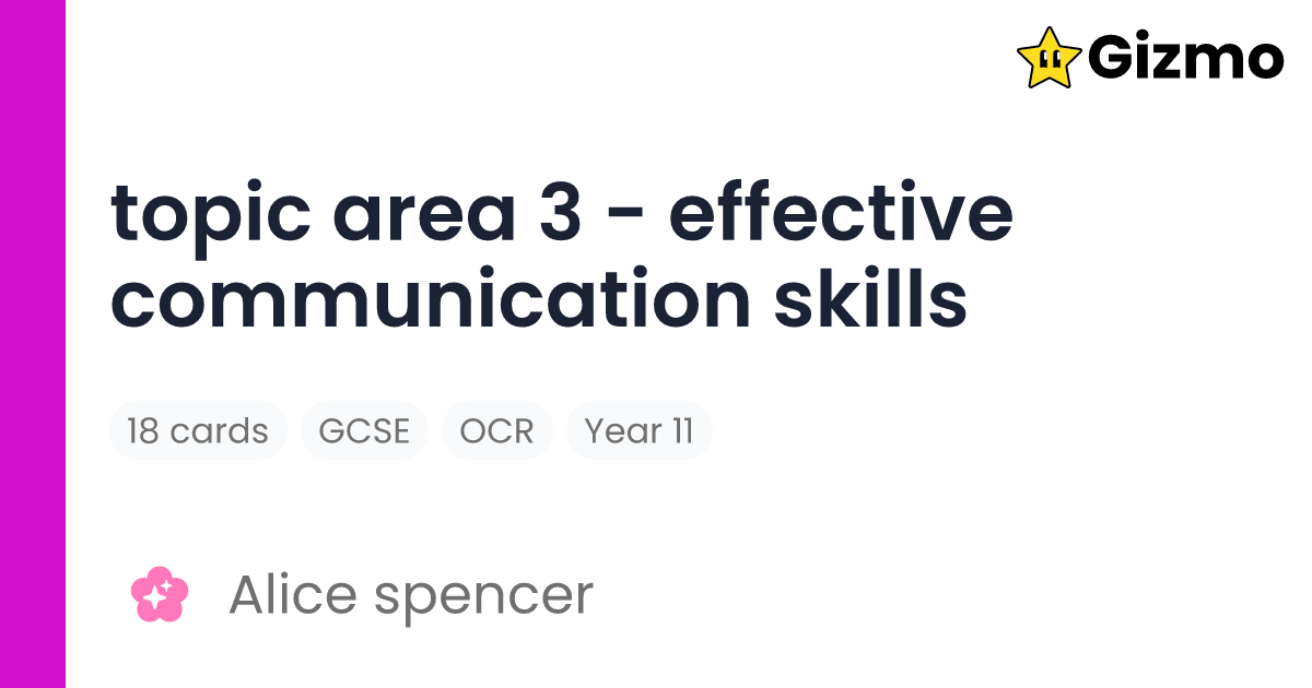 Topic Area 3 - Effective Communication Skills | Flashcards