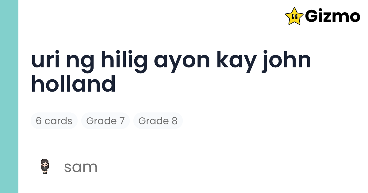 Uri Ng Hilig Ayon Kay John Holland | Flashcards