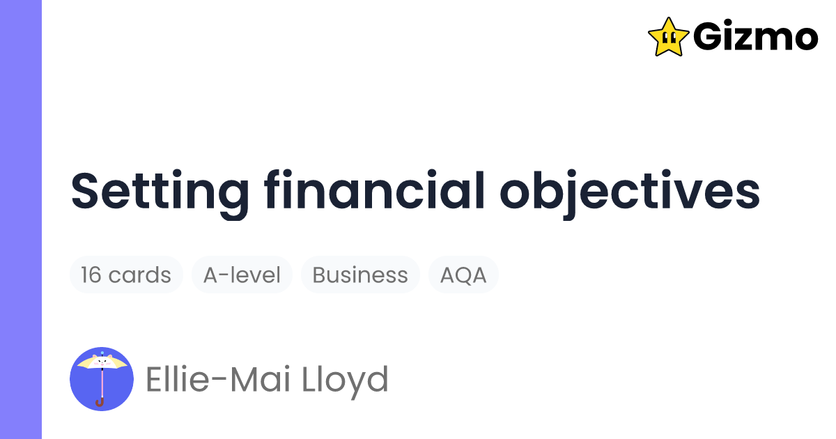 Setting Financial Objectives | Flashcards