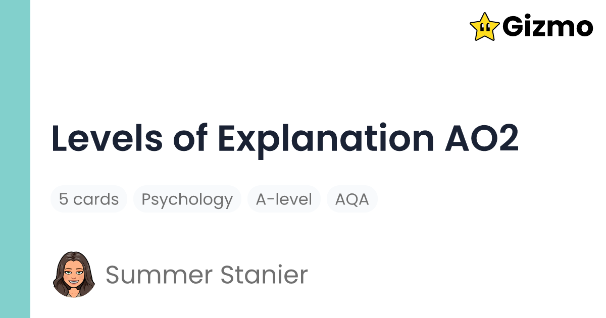 Levels Of Explanation Ao2 | Flashcards