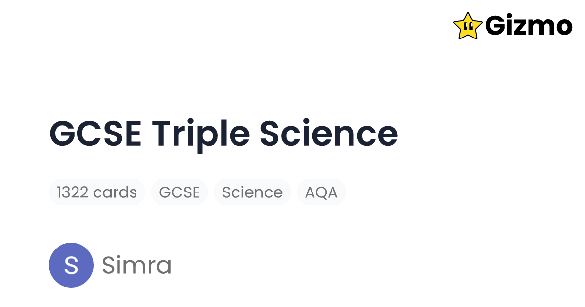 Gcse Triple Science | Flashcards