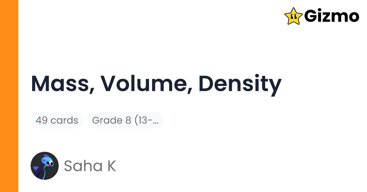 Mass, Volume, Density | Flashcards