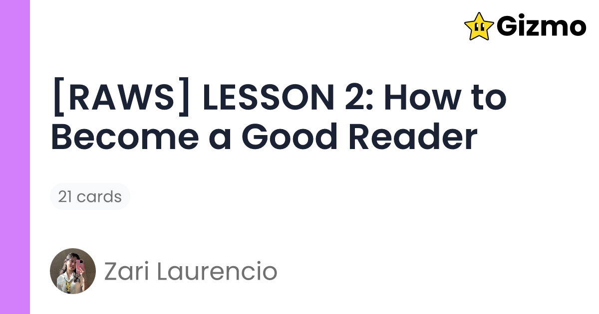 [raws] Lesson 2: How to Become a Good Reader | Flashcards