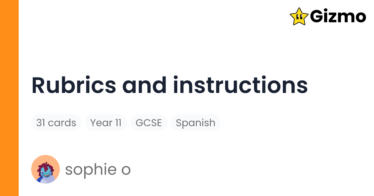 Rubrics and Instructions | Flashcards