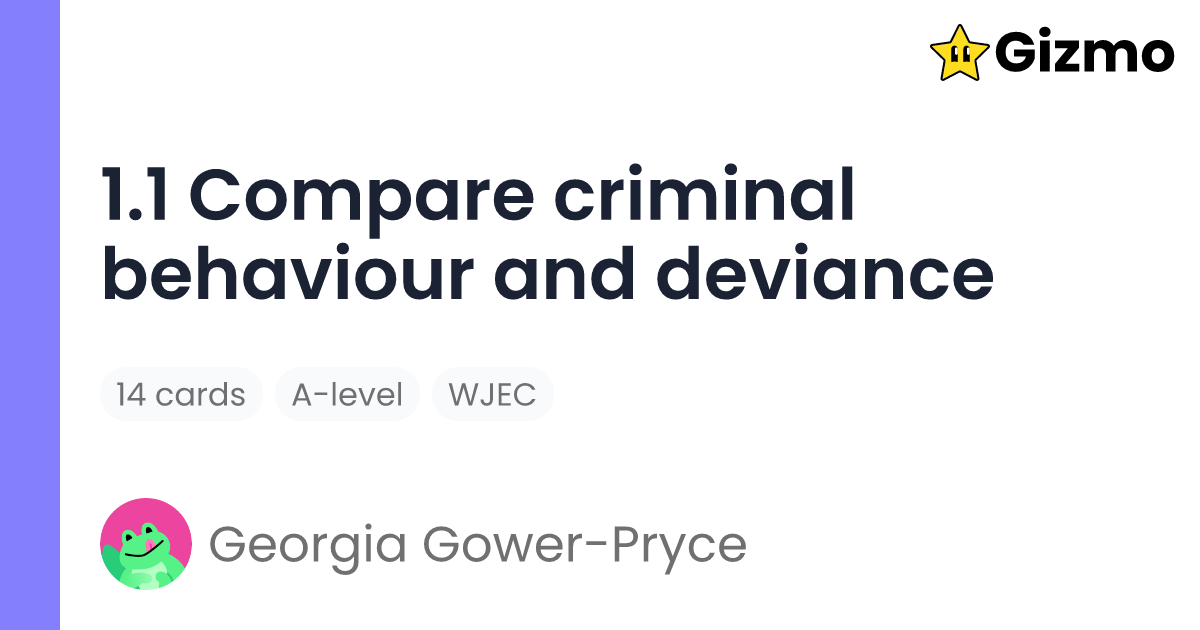 1.1 Compare Criminal Behaviour and Deviance | Flashcards