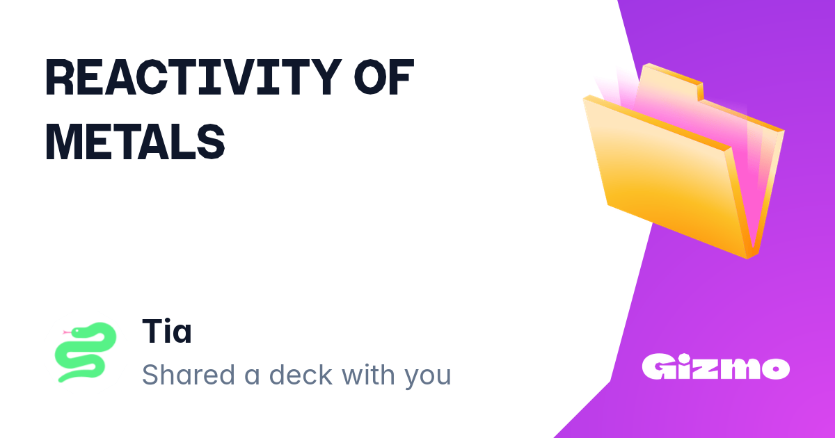 Reactivity Of Metals Flashcards Reactivity Of Metals Flashcards