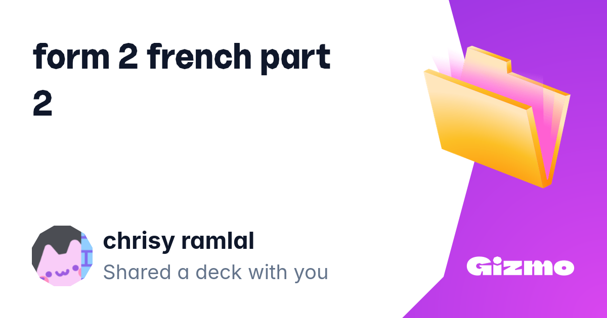 Form 2 French Part 2 | Flashcards
