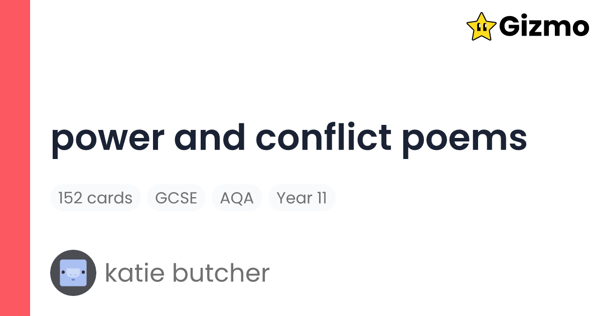 Power and Conflict Poems | Flashcards