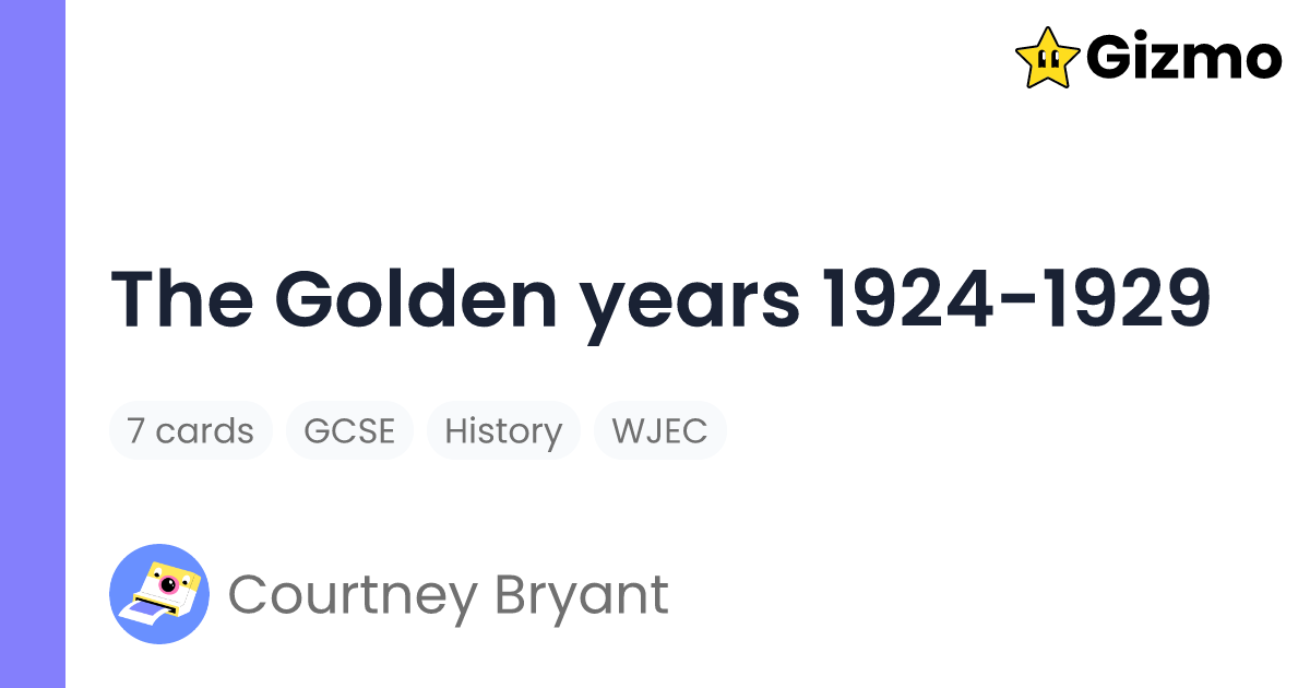The Golden Years 1924-1929 | Flashcards