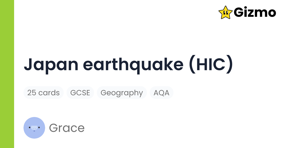Japan Earthquake (hic) | Flashcards