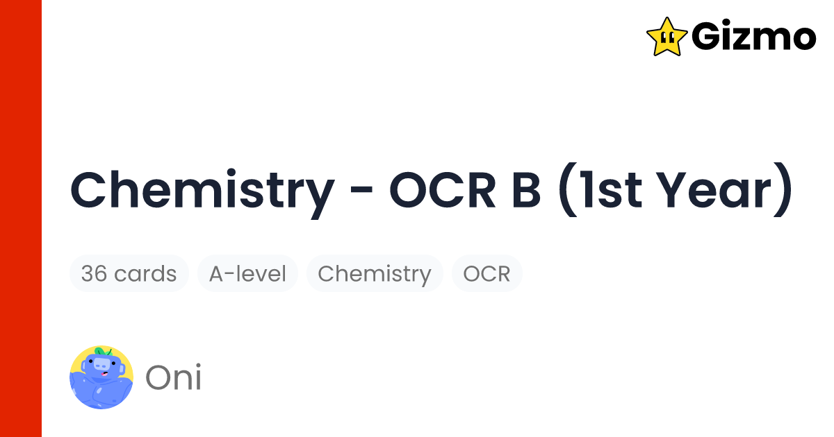 Chemistry - Ocr B (1st Year) | Flashcards