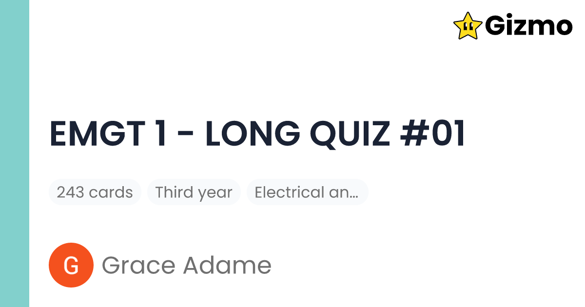 Emgt 1 - Long Quiz #01 | Flashcards