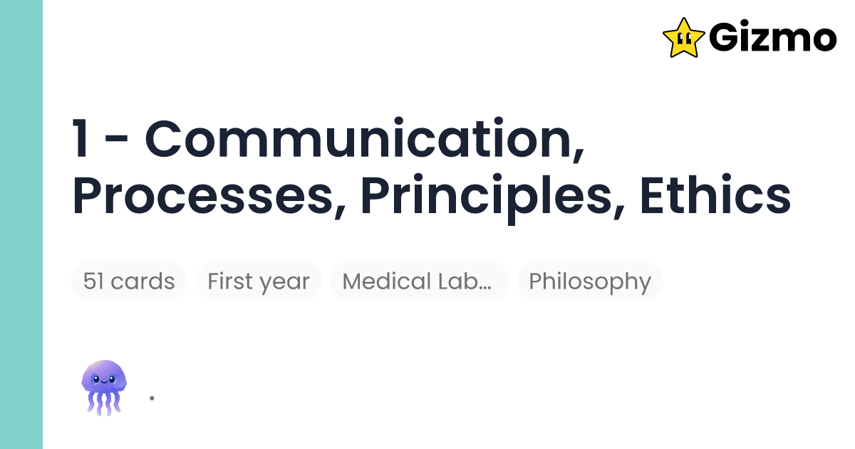 1 - Communication, Processes, Principles, Ethics | Flashcards