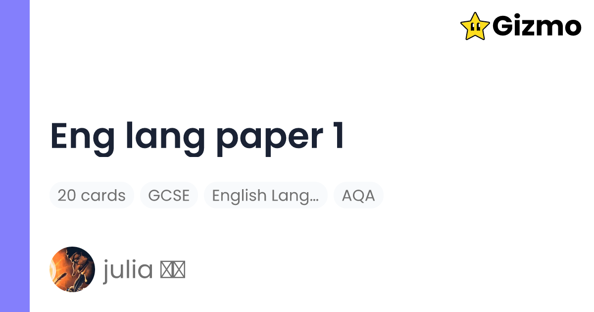 Eng Lang Paper 1 | Flashcards