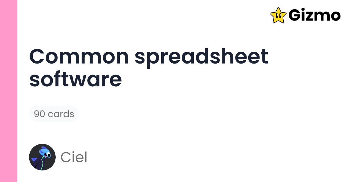 Common Spreadsheet Software | Flashcards