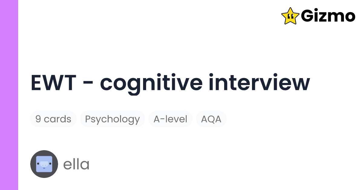 Ewt - Cognitive Interview | Flashcards